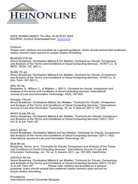 Contracts For Clouds Comparison And Analysis Of The Terms And Conditions Of Cloud Computing