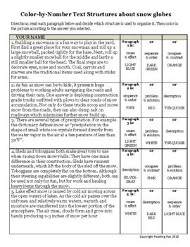 Text Structures Color By Number Snow Globes Distance Learning Ready