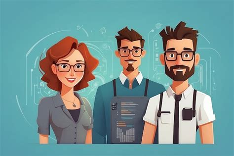vector profession characters man and woman programmer or designer premium ai generated image