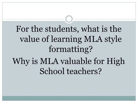 PPT MLA Formatting And Style Guide PowerPoint Presentation Free Download ID