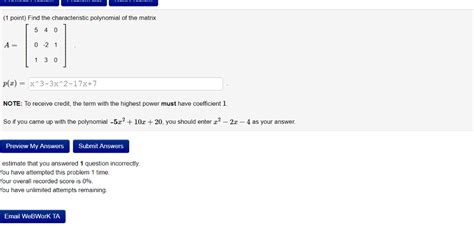 Solved Point Find The Characteristic Polynomial Of The Chegg