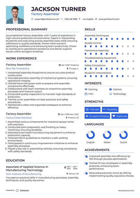 10 Factory Assembler Resume Samples And Templates For 2025