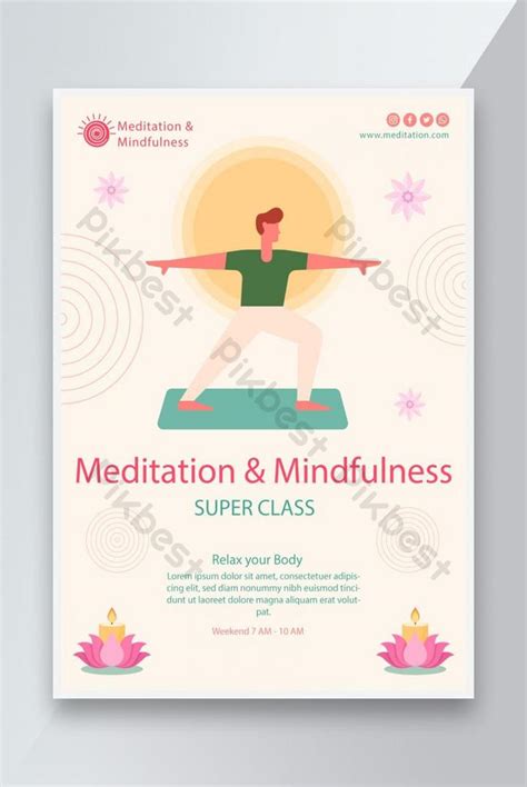 Meditation And Mindfulness Vertical Flyer Eps Free Download Pikbest