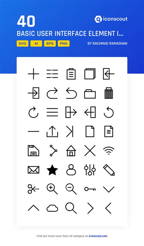 Basic User Interface Element Icon Pack 40 Free Download User Interface Icons IconScout