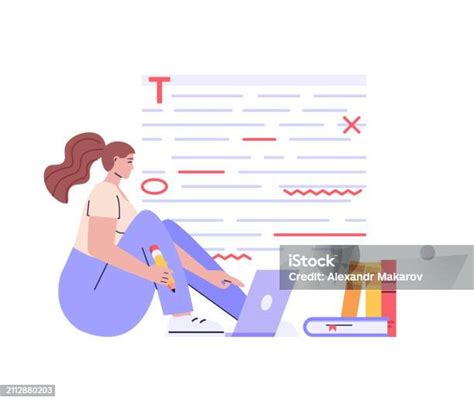 텍스트로 문서 편집 빨간색 마커로 문법 오류 수정 교사는 페이지 텍스트 오류를 수정합니다 교정 스크립트의 개념 문법 편집 실수