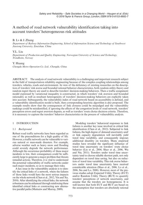 Pdf A Method Of Road Network Vulnerability Identification Taking Into