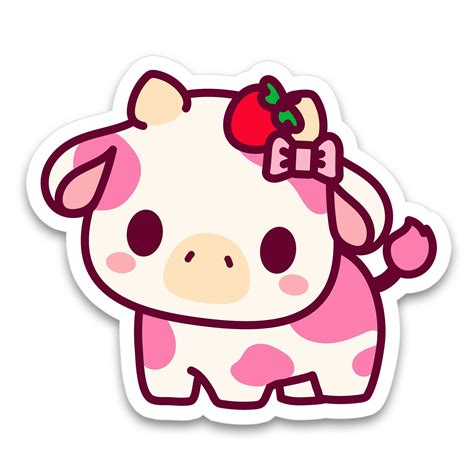 Strawberry Cow Sticker Sheet 4 Stickers Total Kiss Cut Etsy Australia