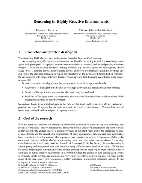 Pdf Reasoning In Highly Reactive Environments