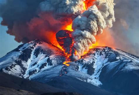 Powerful Volcanic Eruption Stock Illustration Illustration Of Steam