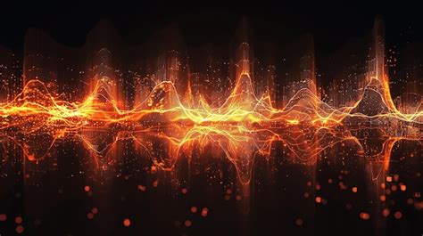 Abstract Digital Wave Form With Glowing Orange Particles Premium Ai Generated Image