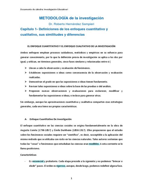 Enfoques De Investigacion Sampieripdf Pdf Hipótesis Teoría
