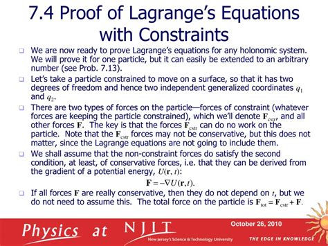 Ppt Physics 430 Lecture 16 Lagranges Equations With Constraints Powerpoint Presentation Id