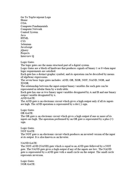 Logic Gates Pdf Logic Gate Computing