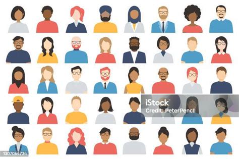 사람 아바타 아이콘 세트 소셜 네트워크에 대한 다양한 빈 얼굴 프로필 벡터 추상 일러스트레이션 남성에 대한 스톡 벡터 아트 및 기타 이미지 Istock