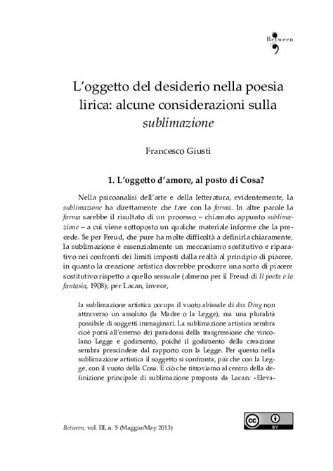 Pdf Loggetto Del Desiderio Nella Poesia Lirica Alcune Considerazioni Sulla Sublimazione