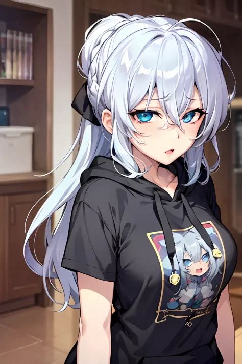 Yukino Silver Hair And Eyes In A Black Hoodie Anime Visual Of A Cute