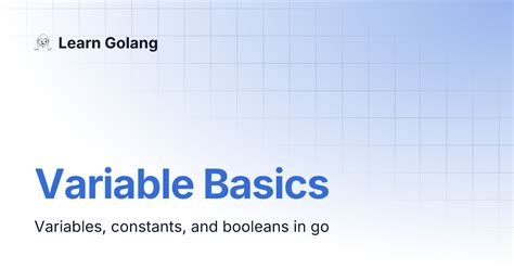 Variable Basics Learn Golang