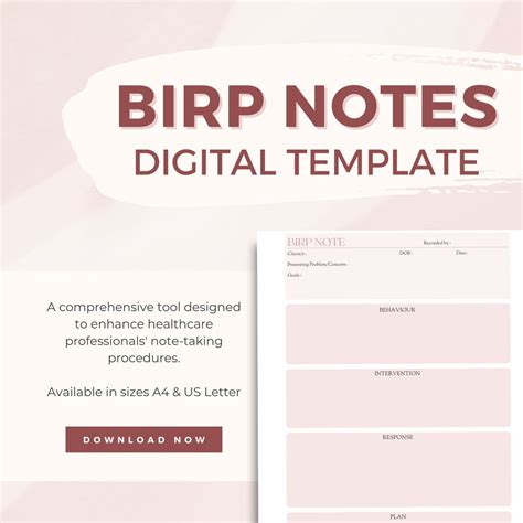 BIRP Notes Digital Template Effective Note Taking Tool For Therapists BIRP Session Notes