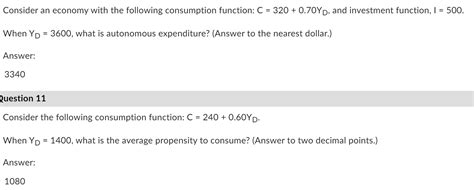 Solved Consider An Economy With The Following Consumption