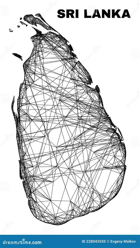 Hatched Irregular Mesh Sri Lanka Map Stock Vector Illustration Of