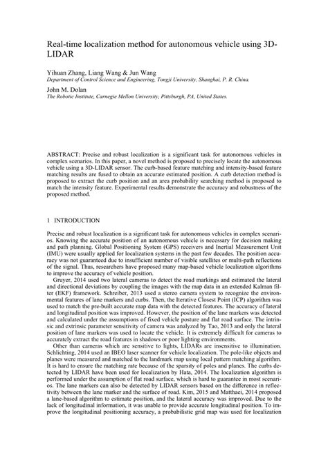 Pdf Real Time Localization Method For Autonomous Vehicle Using 3d Lidar