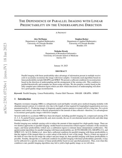 Pdf The Dependence Of Parallel Imaging With Linear Predictability On