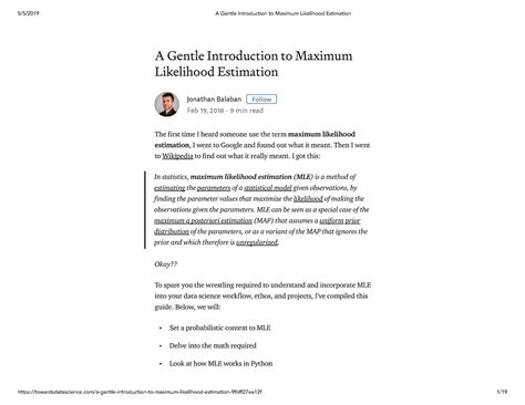 A Gentle Introduction To Maximum Likelihood Estimation Then I Went To