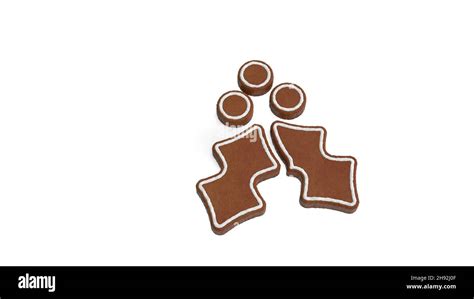 3d Rendering Of Gingerbread Cookie In Shape Of Symbol Of Christmas Berry With Two Leaves
