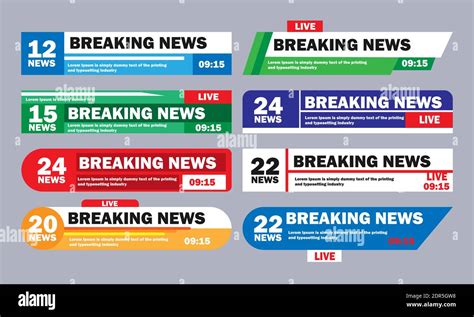 Breaking News Banners Collection Live Broadcast On Tv Fake News Set