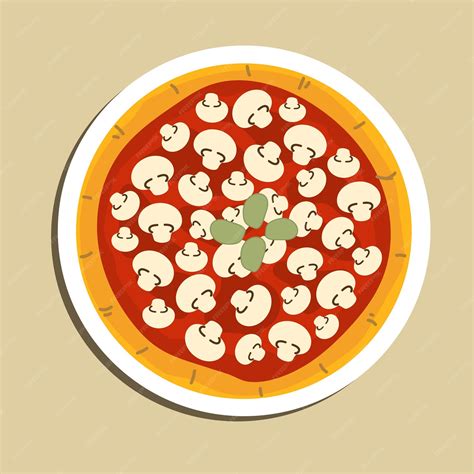 피자 벡터 일러스트레이션을 위한 이탈리아 피자 메뉴의 구운 카프리치오사 피자 프리미엄 벡터