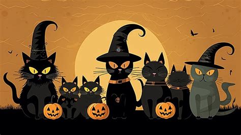 할로윈 만화 평면 그림 귀여운 마술 모자 호박 배경 일러스트 및 사진 무료 다운로드 Pngtree