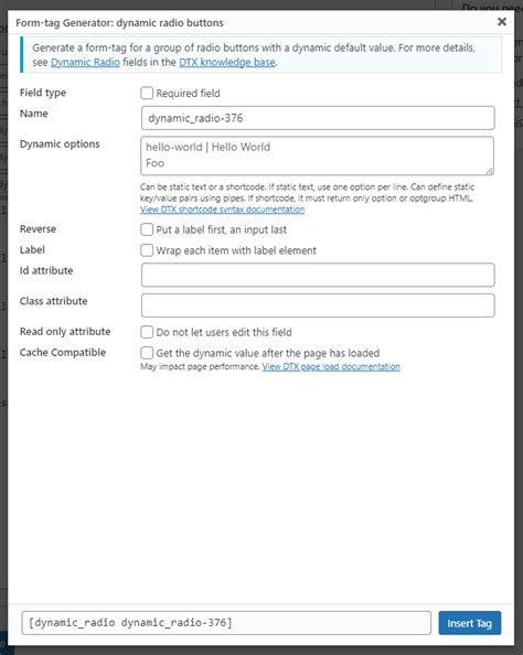 Dynamic Radio Form Tag Contact Form 7 Dynamic Text Extension