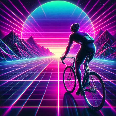 Cyclist In Synthwave Dreamscape Stock Illustration Illustration Of