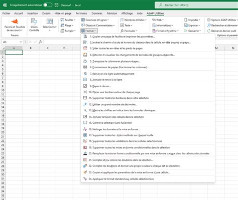 Format” Tools Asap Utilities Description De Ses Outils Excel Français French