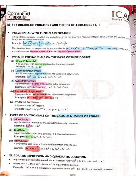 Quadratic Equations Lecture 1 Pdf