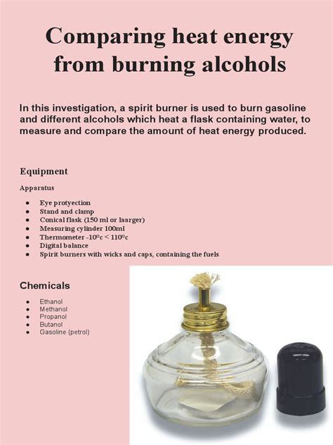 Lab Comparing Energy From Different Hydrocarbon Compunds Pdf Combustion Ethanol