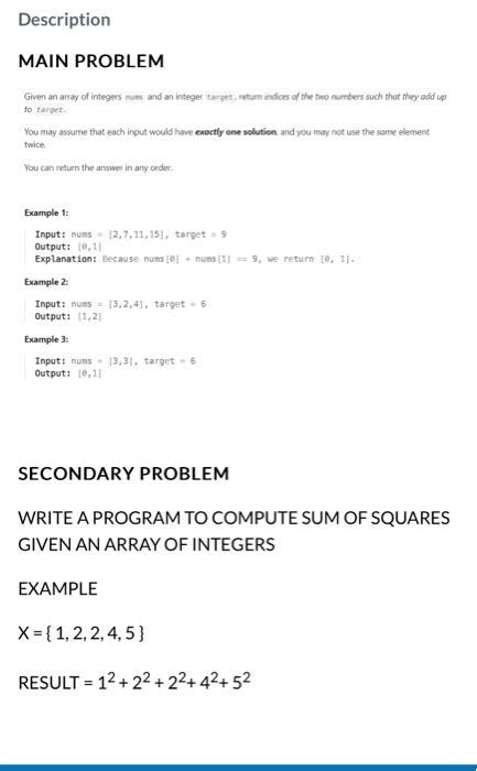 Solved Given An Arroy Of Integers Num And An Integer Targes
