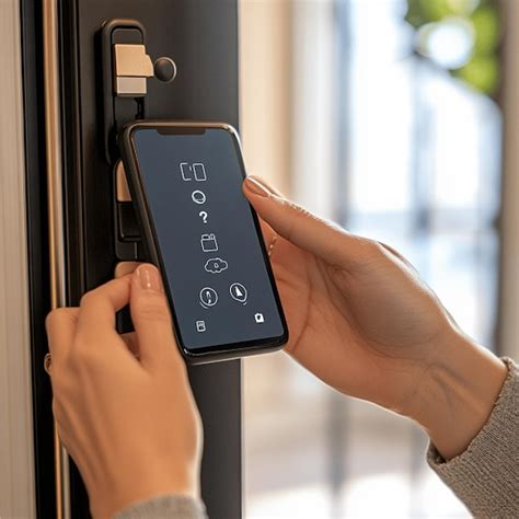 A Person Setting Up And Configuring Smart Locks Using A Mobile App Or
