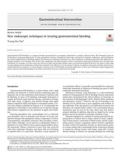 Pdf New Endoscopic Techniques In Treating Gastrointestinal Bleeding