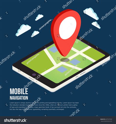 Flat 3d Isometric Mobile Gps Navigation Stock Vector Royalty Free