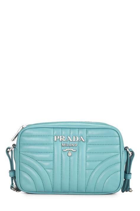 Prada Turquoise Calfskin Diagramme Camera Bag Small Blue Editorialist