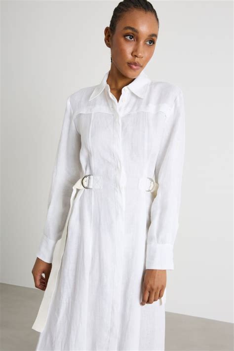Linen Shirt Dress White Intrend