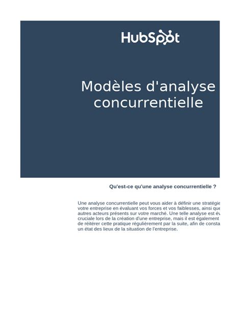 Modèles Danalyse Concurrentielle Hubspot Pdf