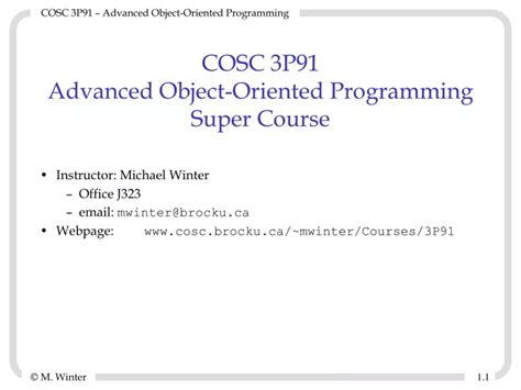 Ppt Cosc 3p91 Advanced Object Oriented Programming Super Course Powerpoint Presentation Id