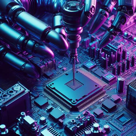 Robotic Arm Assembling Microchip Stock Image Image Of Electronics Innovation 322350169