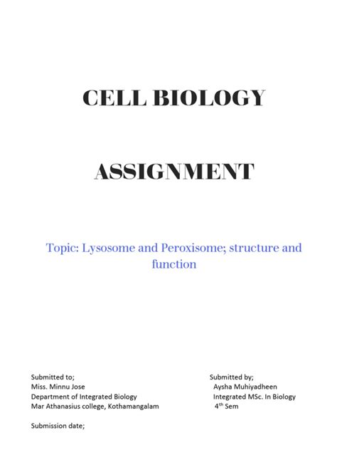 Lysosome And Peroxisome Structure And Function Pdf Lysosome Cell Membrane