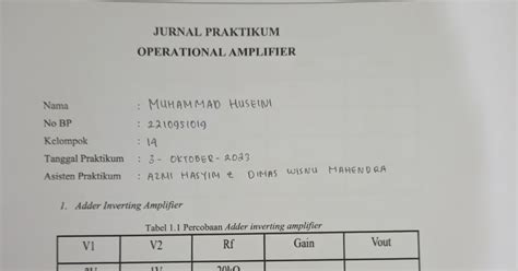 Laporan Akhir Inverting Adder Amplifier Electrical Engineering