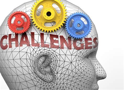 Challenges And Human Mind Pictured As Word Challenges Inside A Head