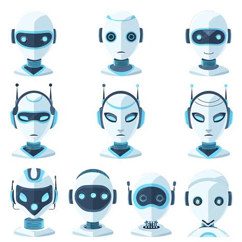 Premium Vector A Collection Of Robots With Different Faces And Faces