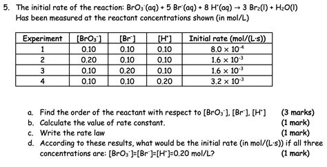 Solved Use The Following Data To Calculate The Reaction Rate Chegg